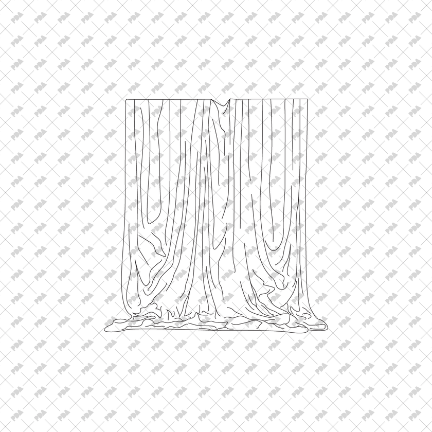 CAD & Vector Curtains: Front-View Line-Art Illustrations