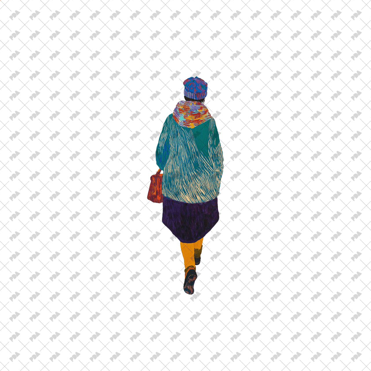 PNG Cutout Winter Characters in Back View
