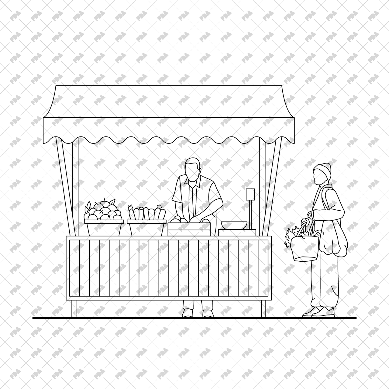 CAD, Vector All You Need for Coffee Shop Design (Side View)