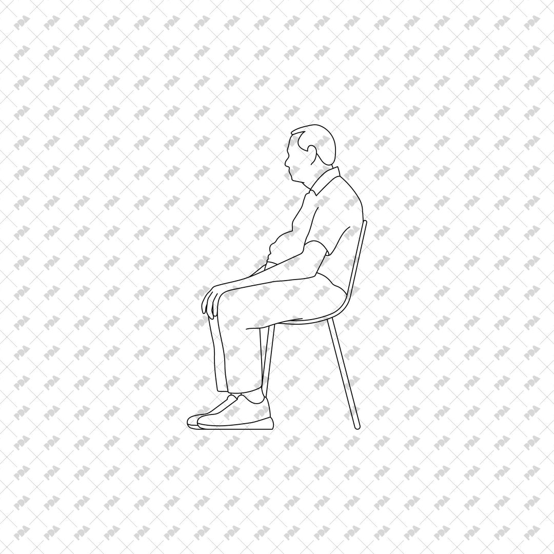 CAD Vector Men Sitting in Chairs for Architectural Drawings