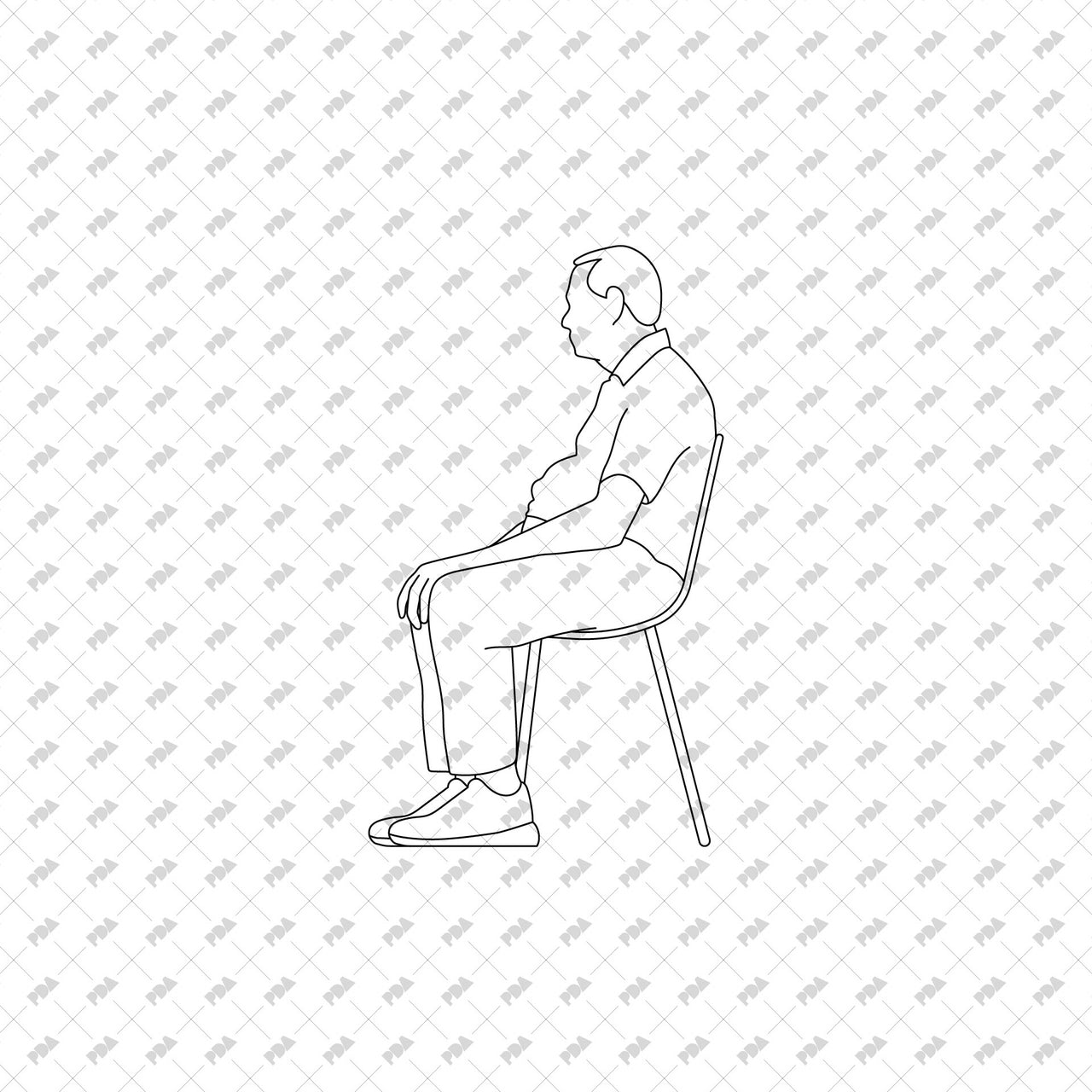 CAD Vector Men Sitting in Chairs for Architectural Drawings