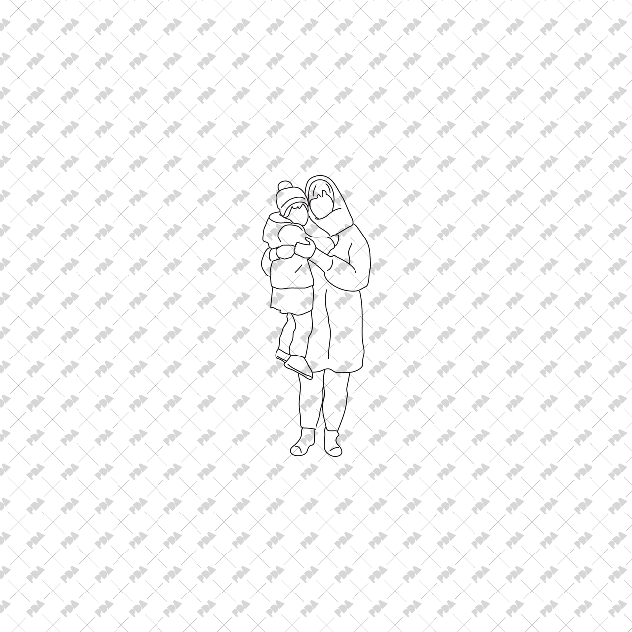 CAD, Vector Parents Holding Children Set