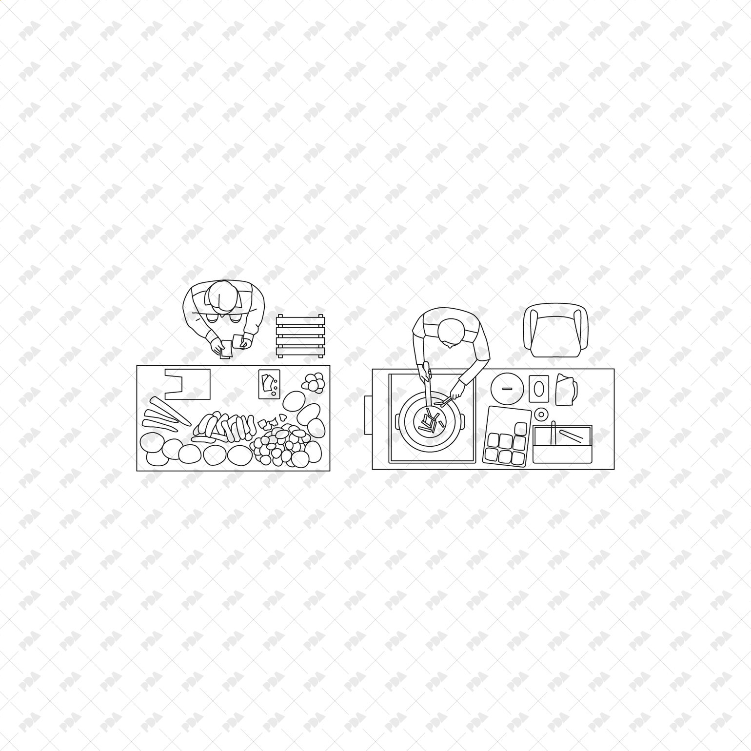 CAD, Vector All You Need for Coffee Shop Design (Side View)