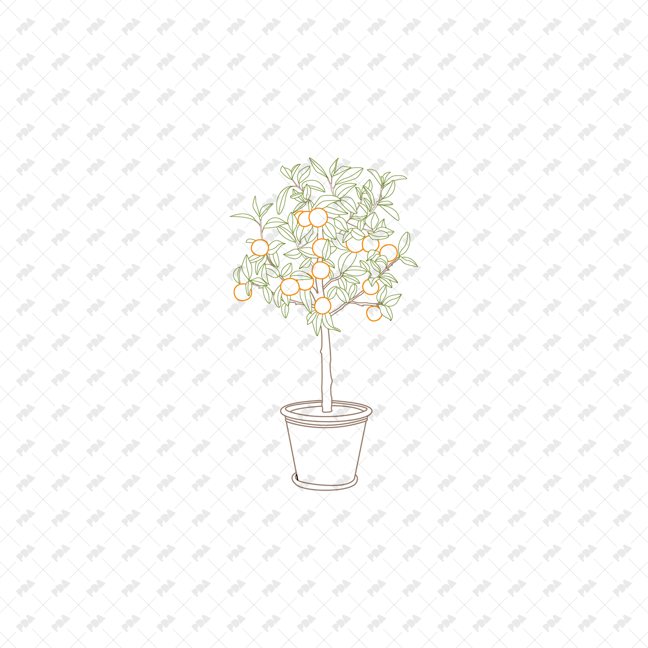 CAD, Vector Potted Fruit Trees and Plants (In color and B/W)