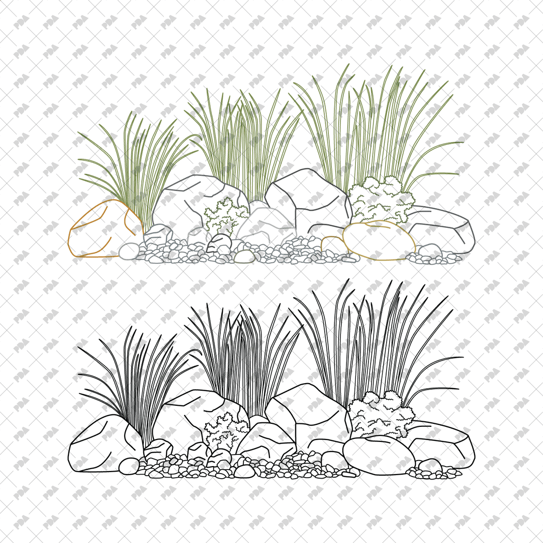 CAD, Vector Grass Beds in Color and B/W | Post Digital Architecture