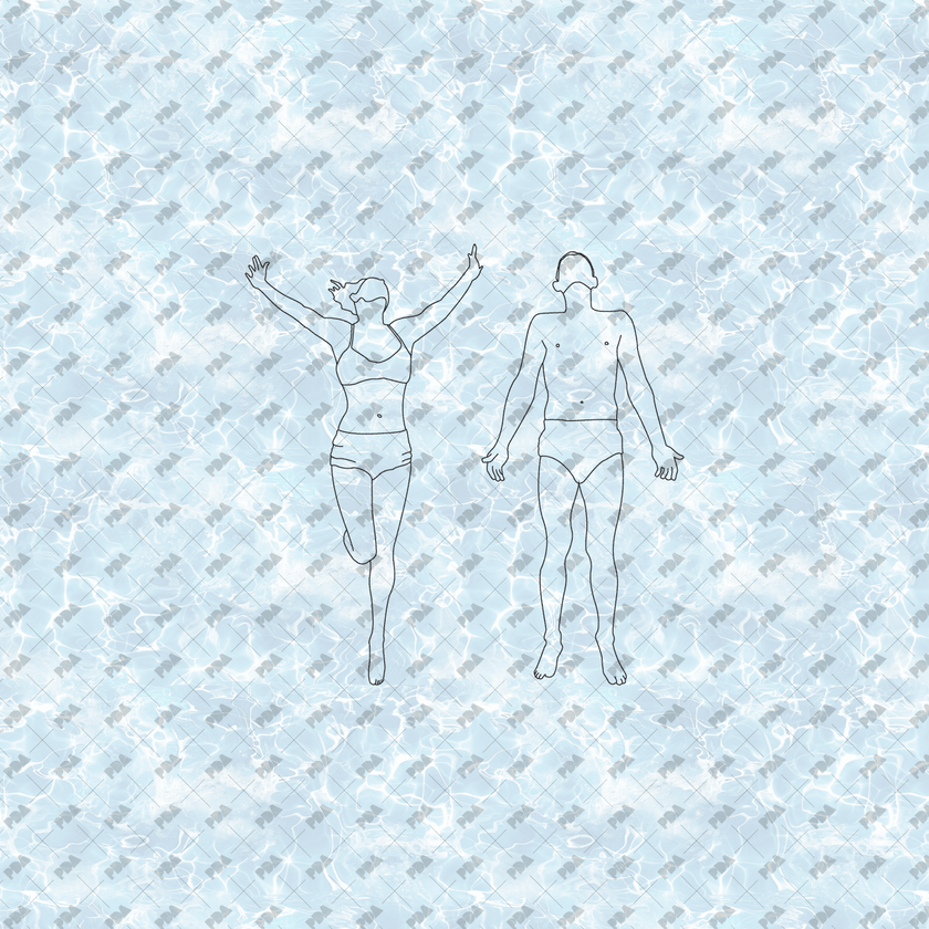 CAD, Vector Swimming and Bathing People Set