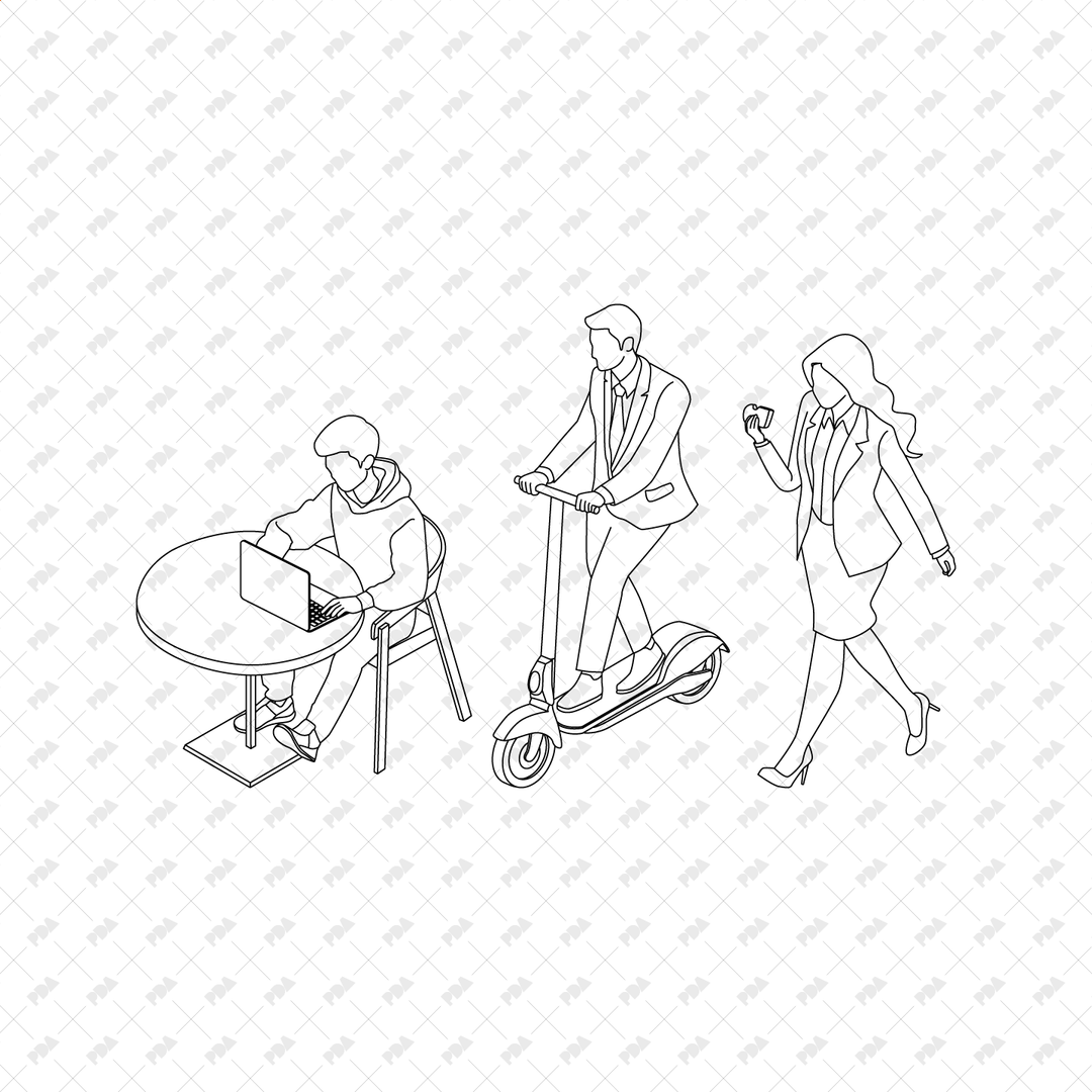 CAD, Vector Isometric Business Characters – Post Digital Architecture