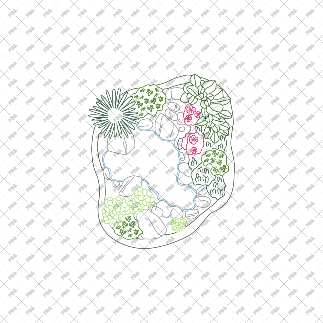 CAD, Vector, PNG Pond Landscapes in Top View