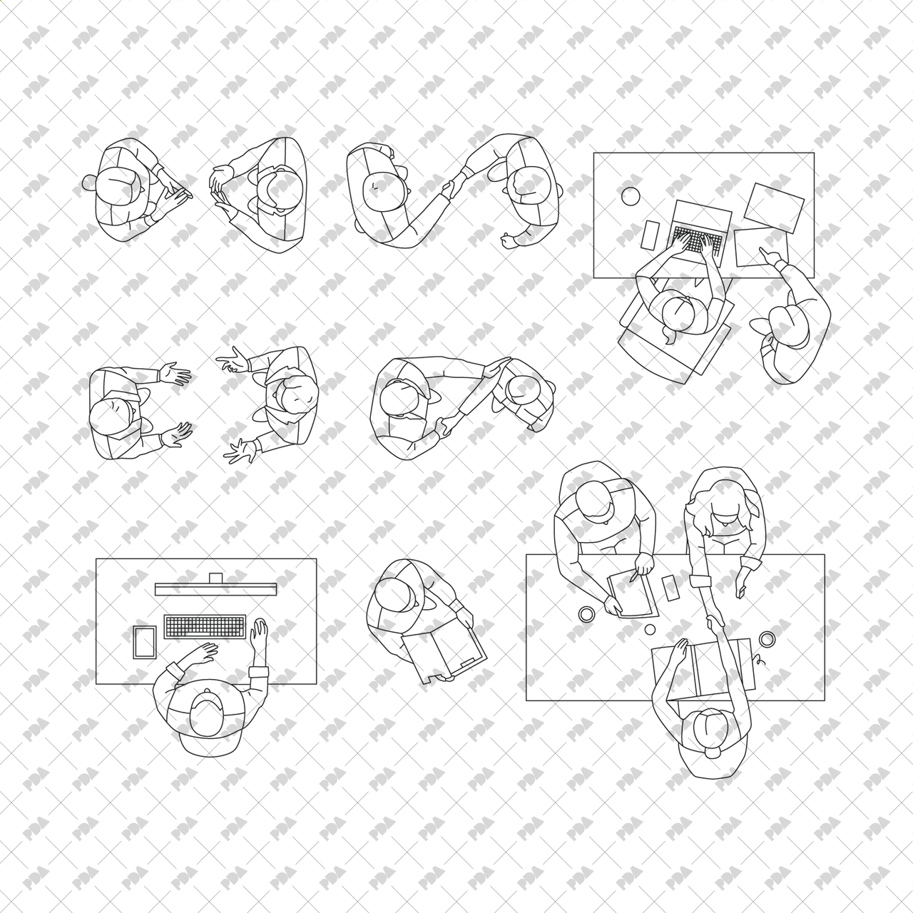 CAD, Vector People in Top View