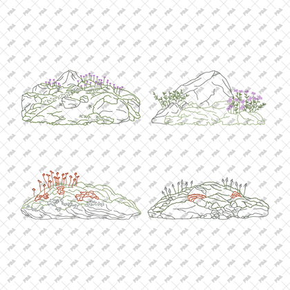 CAD, Vector, PNG Rockscapes in Color and B/W