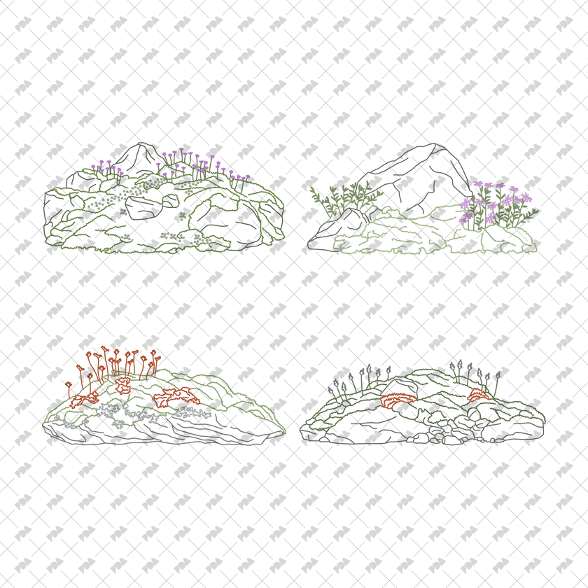 CAD, Vector, PNG Rockscapes in Color and B/W