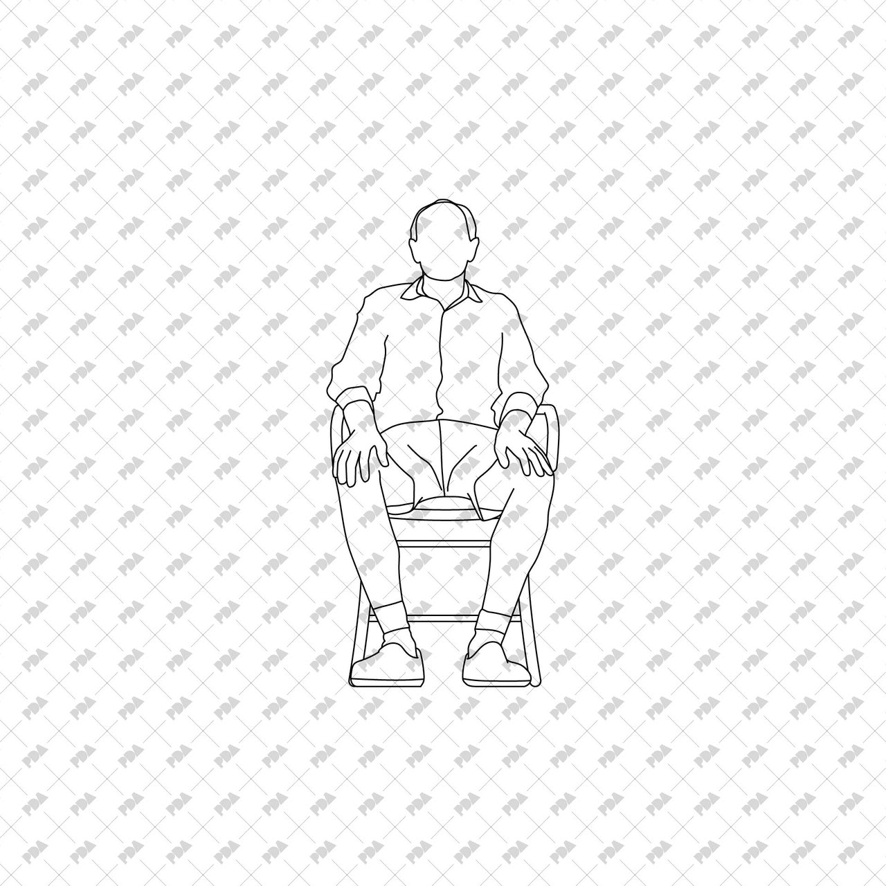 CAD Vector Men Sitting in Chairs for Architectural Drawings