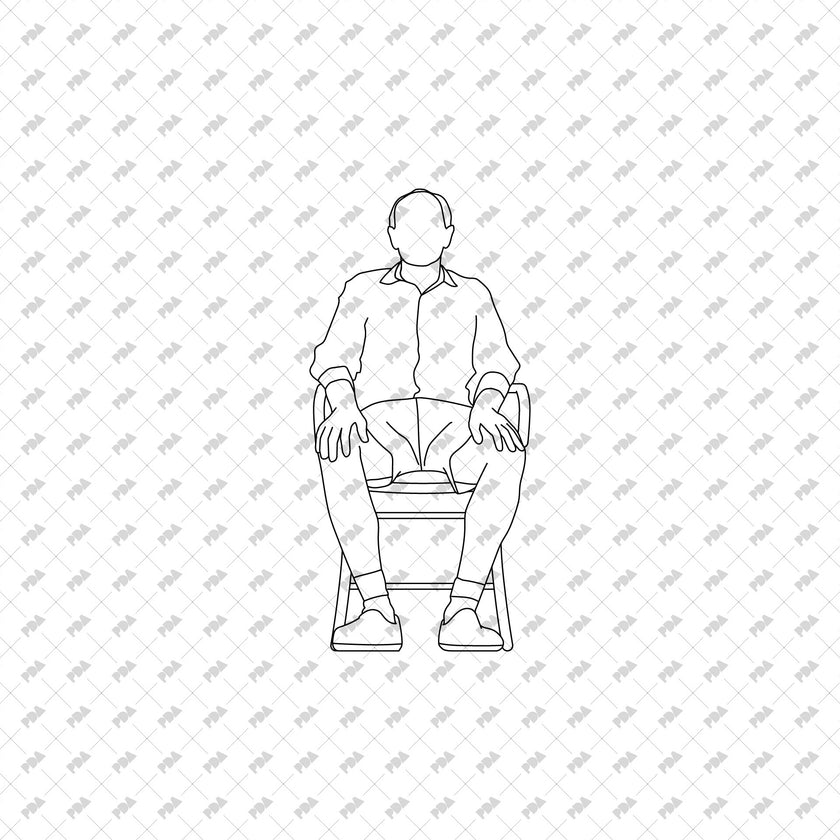 CAD Vector Men Sitting in Chairs for Architectural Drawings