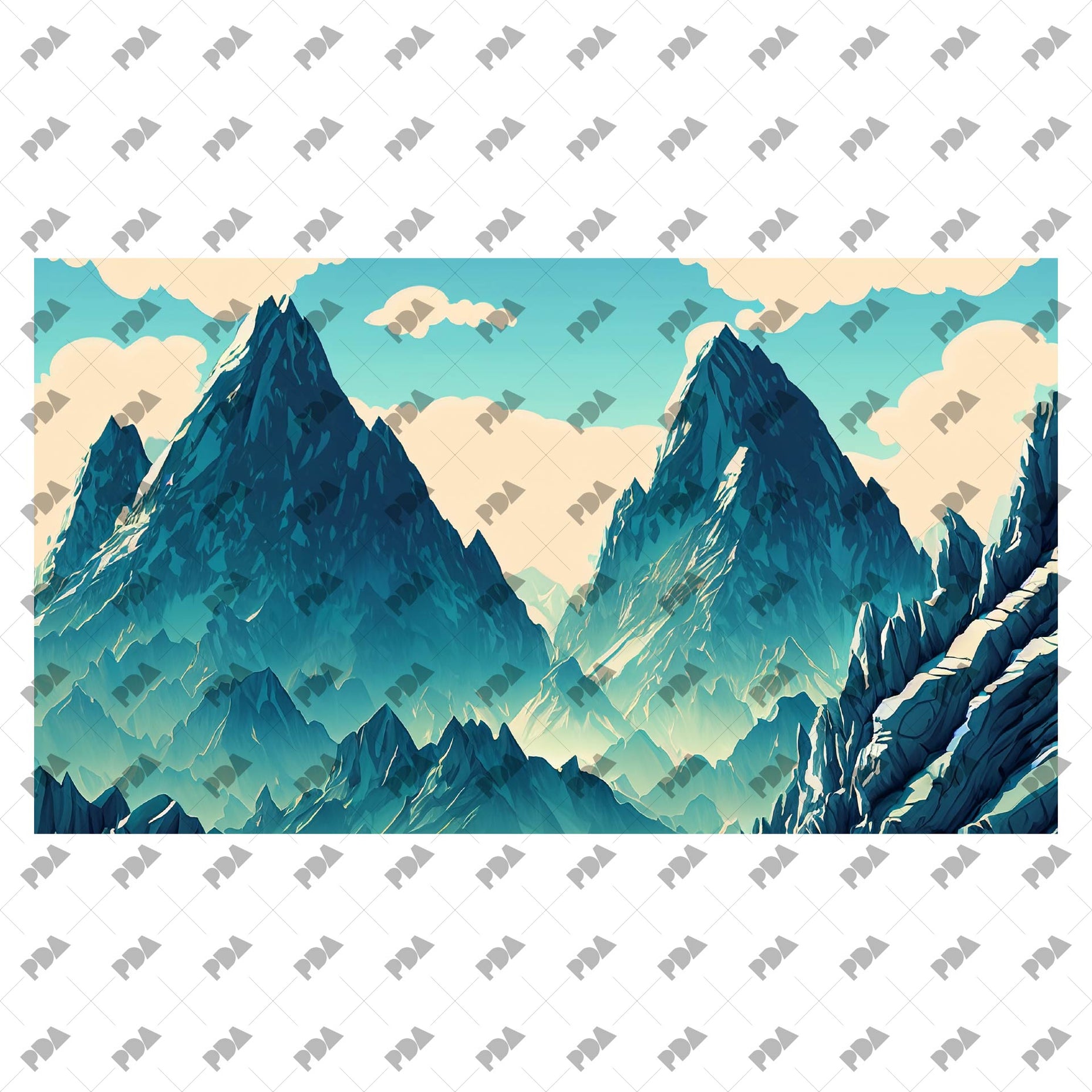 Mountain Backgrounds in Japanese Illustration Style