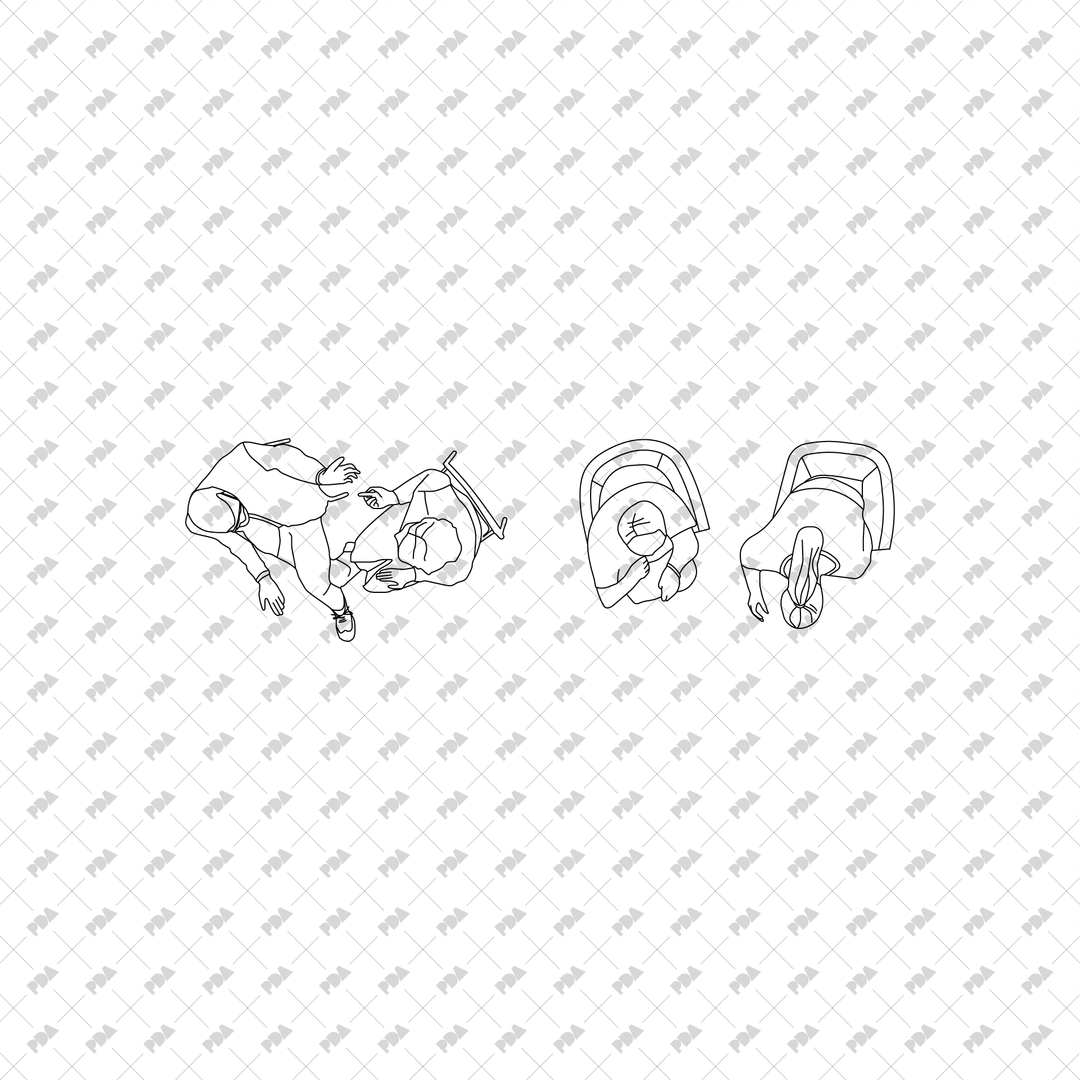 CAD, Vector Home Life Characters in Plan View Multi-Pack (Top view)