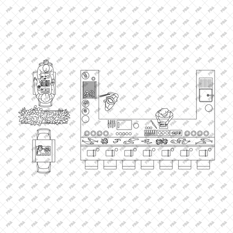 CAD, Vector Sushi Bar/ Japanese Restaurant in Top View