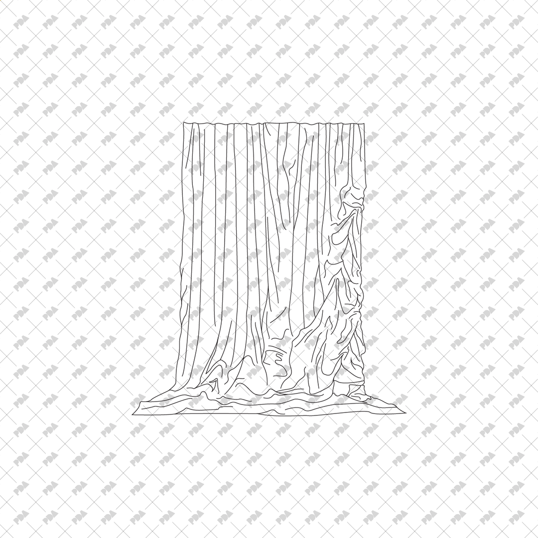 CAD & Vector Curtains: Front-View Line-Art Illustrations