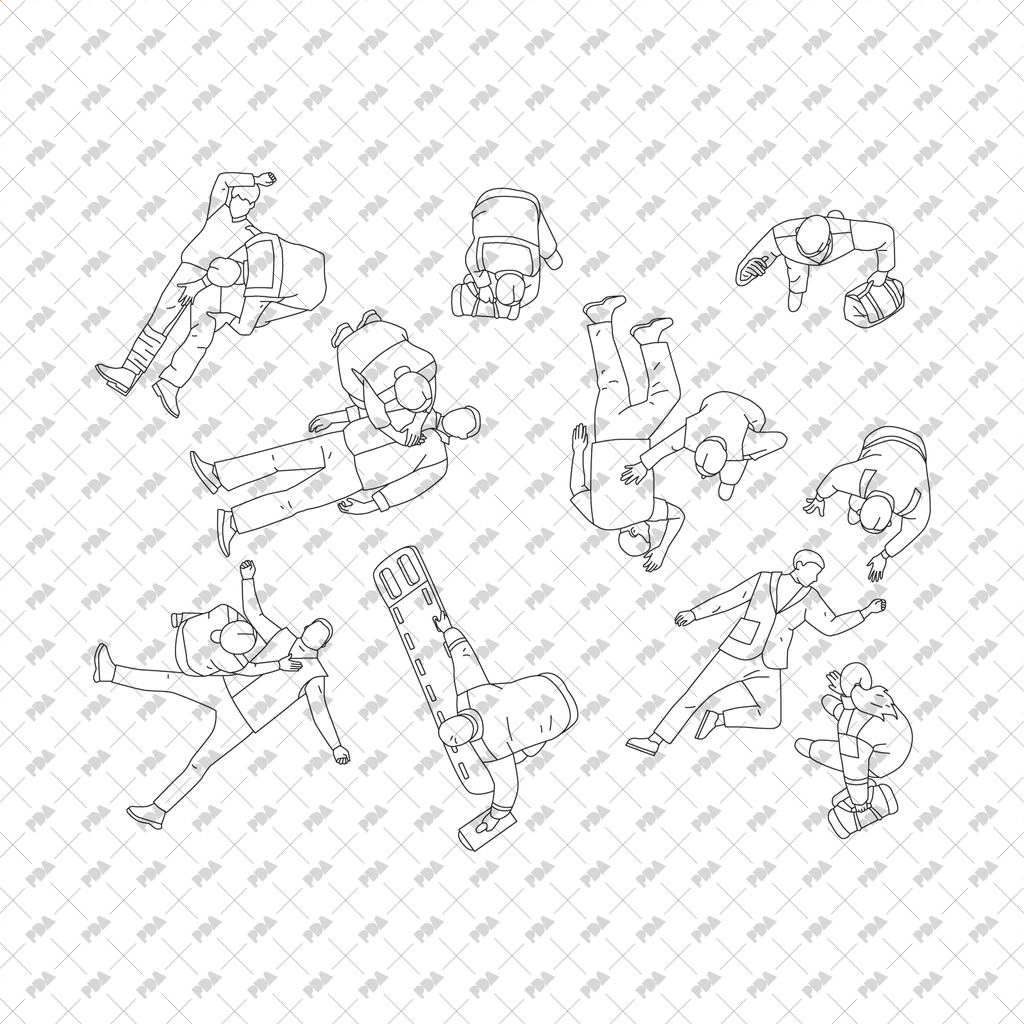 CAD, Vector People in Top View