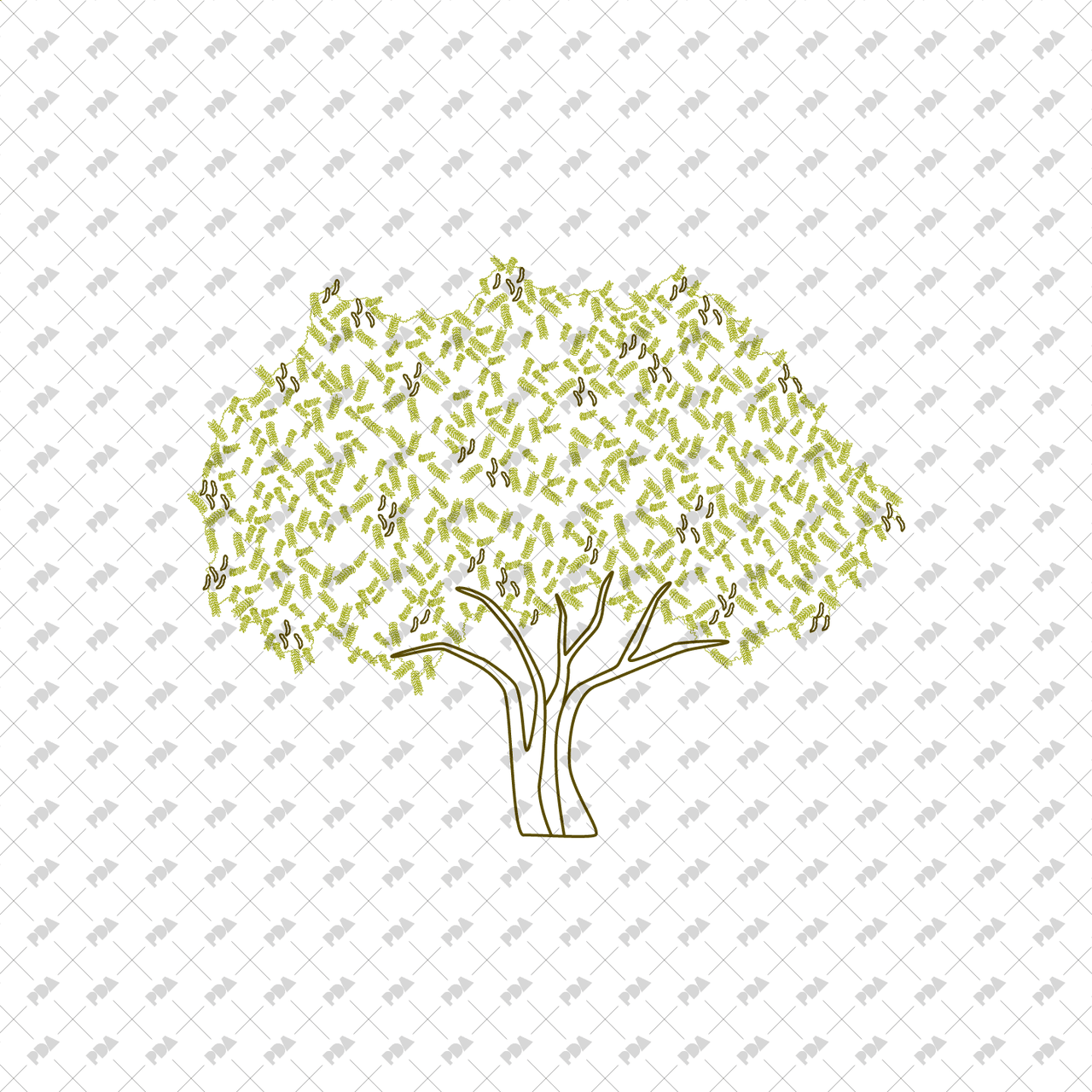 CAD, Vector Fruit Trees in Color and B/W
