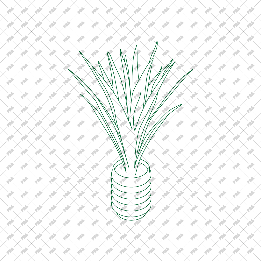 CAD, Vector Isometric Leafy Plants in Planters