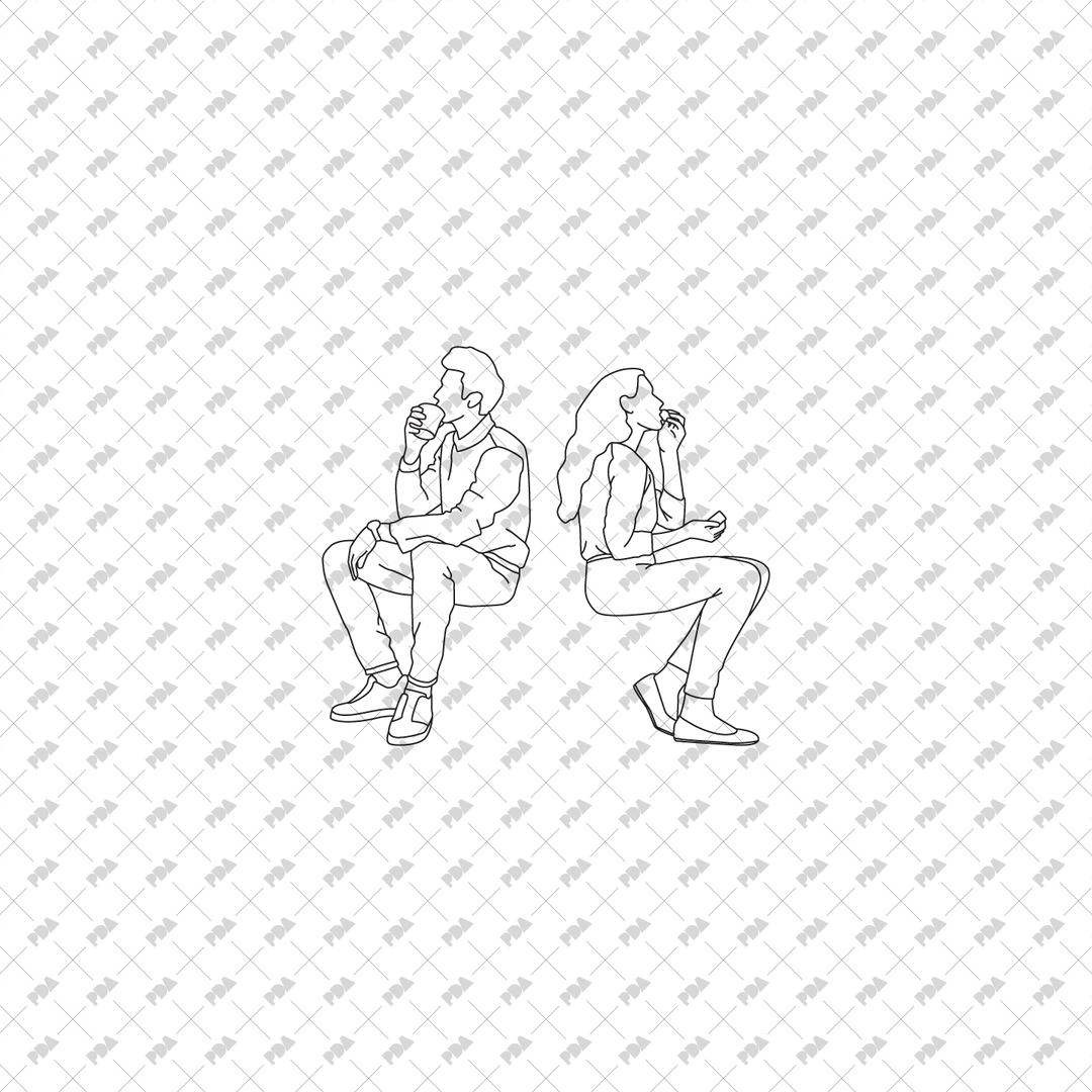 CAD, Vector Sitting Characters in Side View | Post Digital Architecture