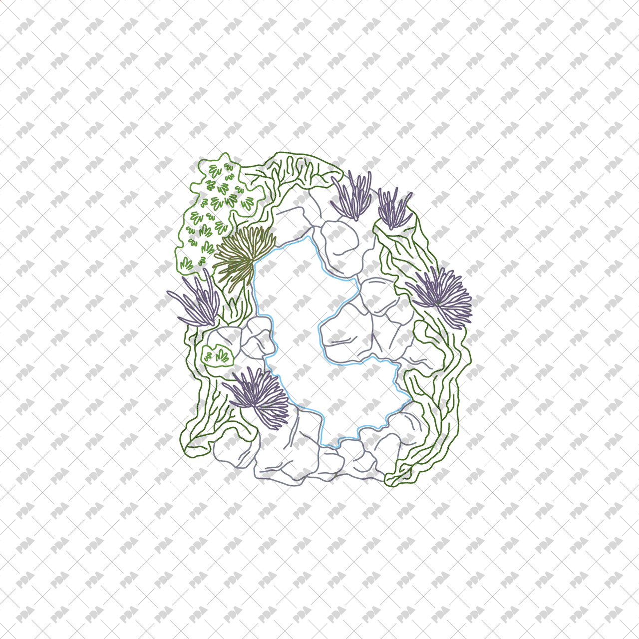 CAD, Vector, PNG Pond Landscapes in Top View