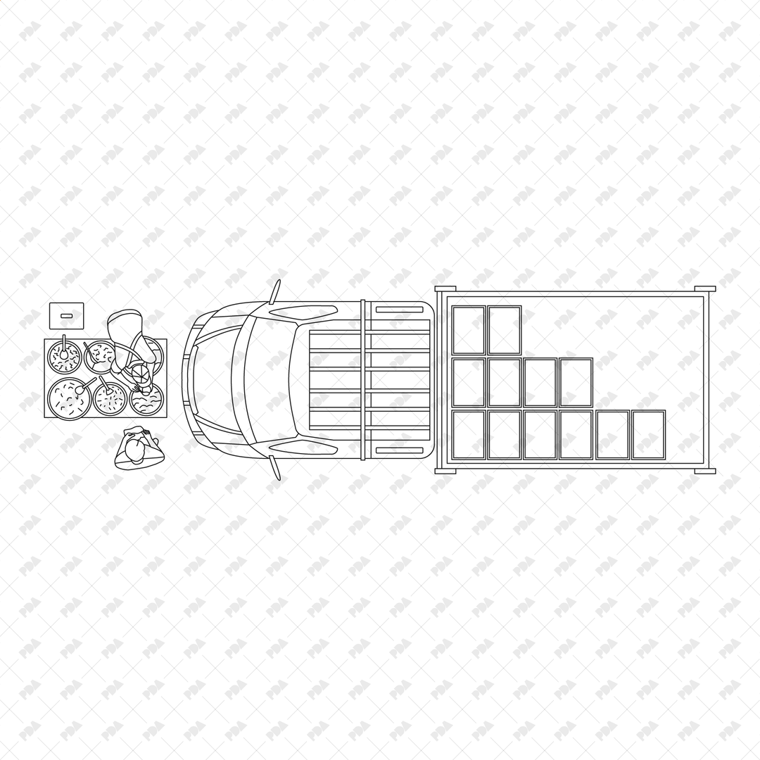 CAD, Vector All You Need for Coffee Shop Design (Side View)