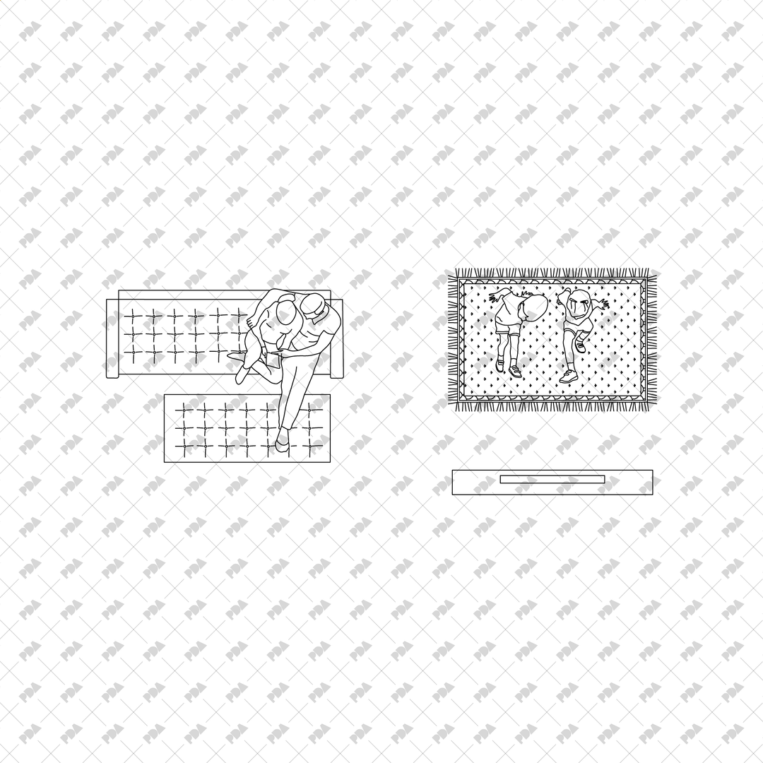 CAD, Vector Home Life Characters in Plan View Multi-Pack (Top view)