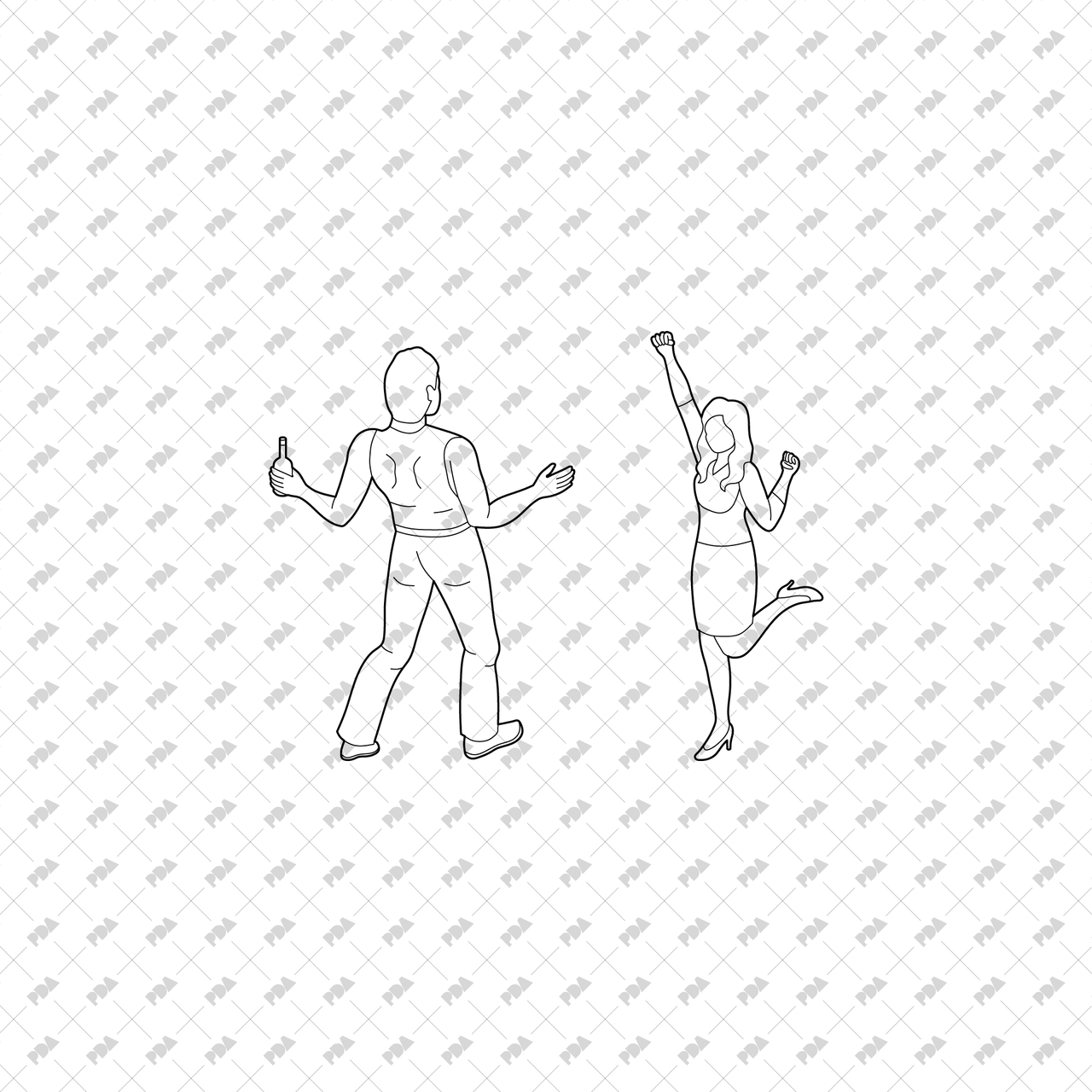 CAD, Vector, PNG Isometric View Nightclub and Party Characters