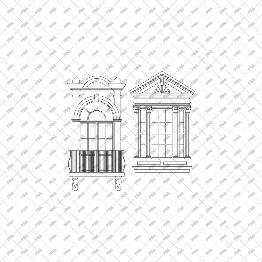 CAD Vector Windows Set for Architectural Drawings
