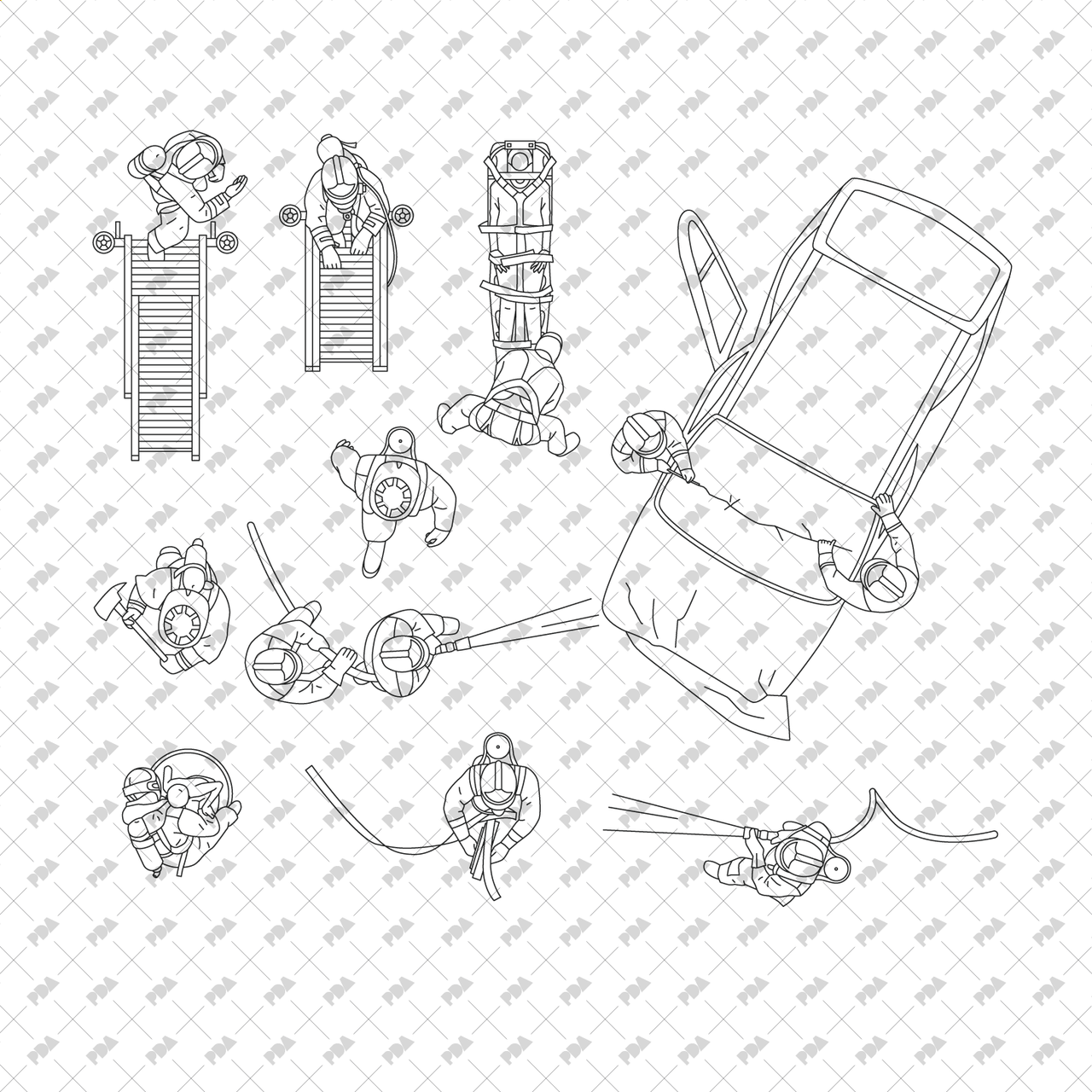 CAD, Vector People in Top View