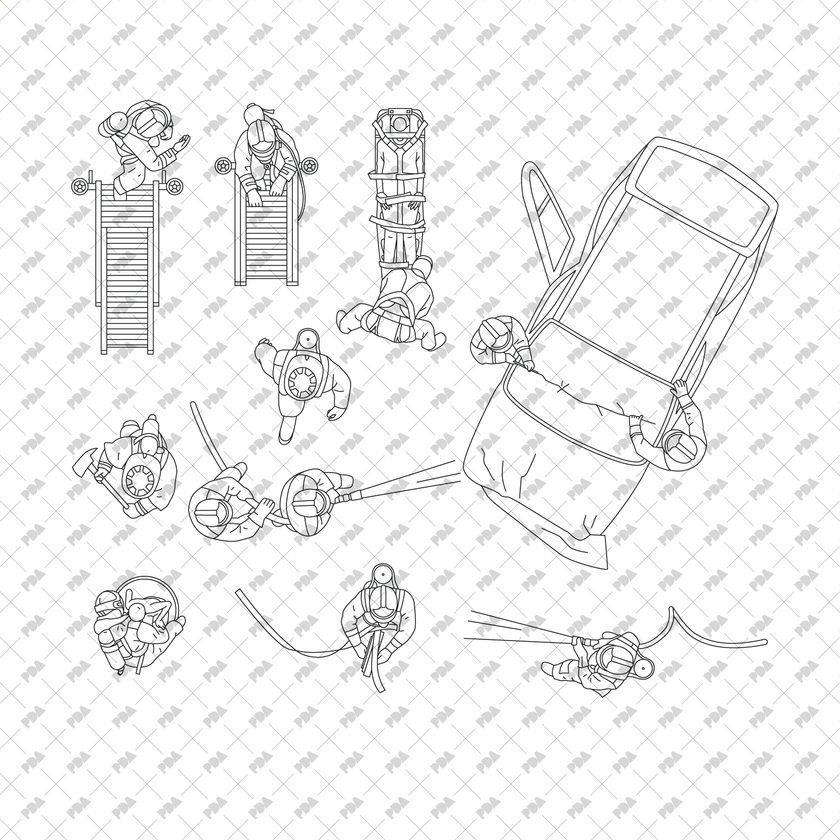 CAD, Vector People in Top View