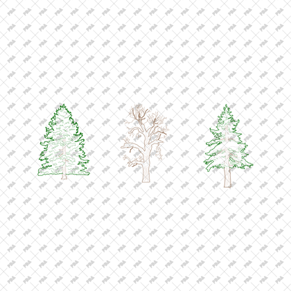 CAD, Vector, PNG Winter Trees in Color and B/W
