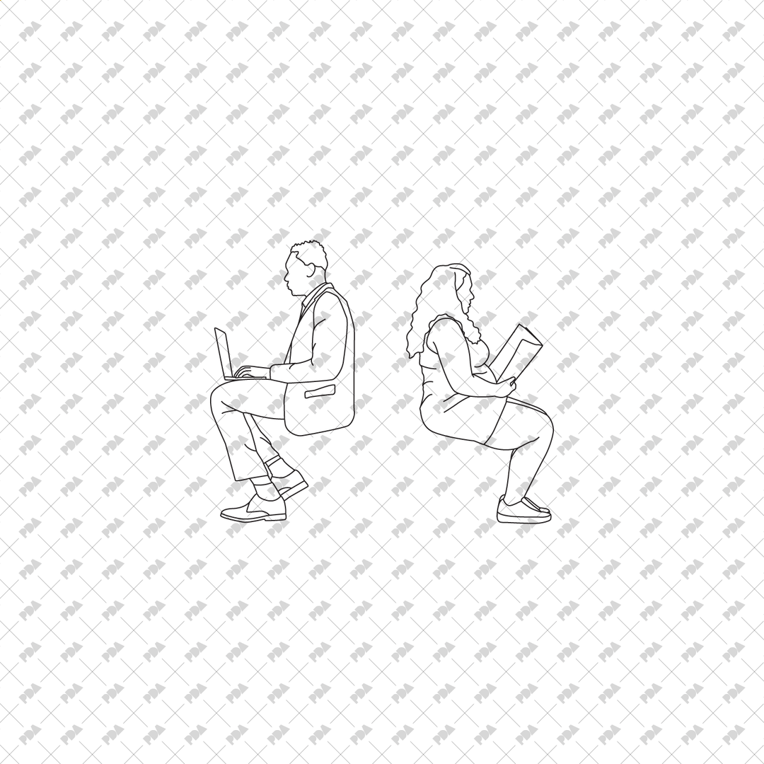 CAD, Vector Sitting Characters in Side View | Post Digital Architecture