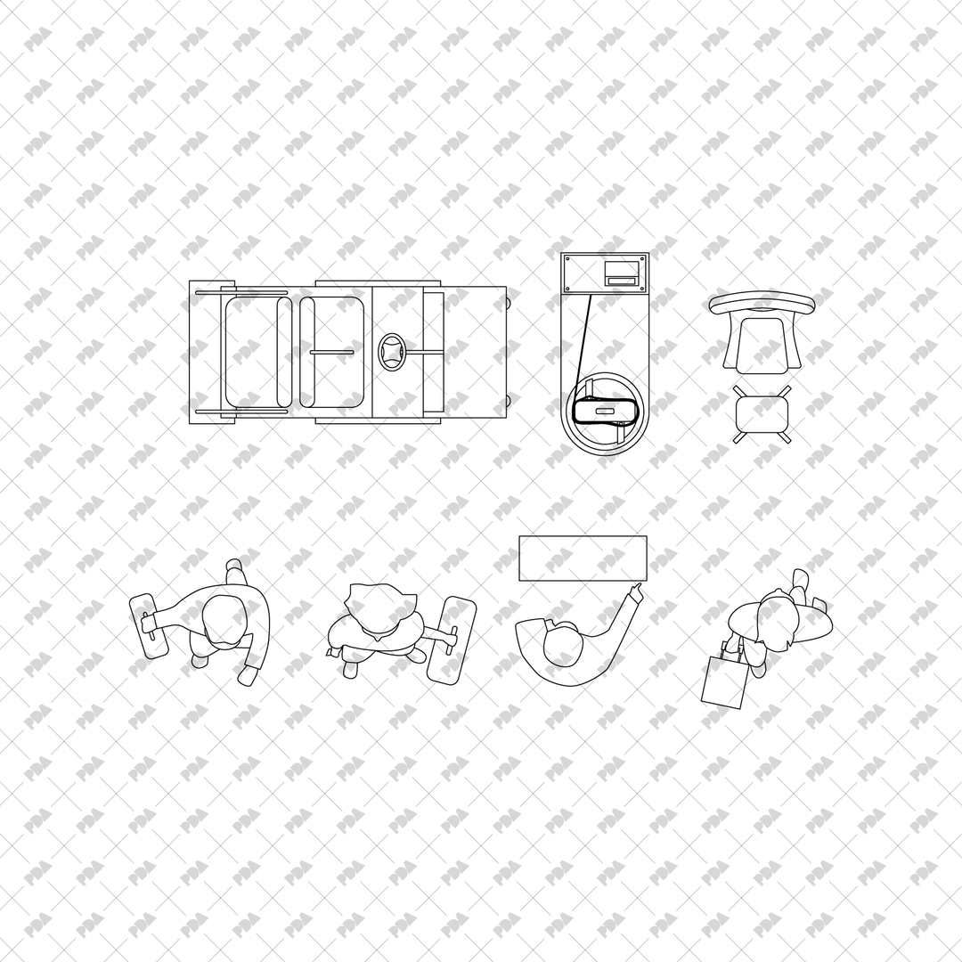 CAD, Vector All You Need for Coffee Shop Design (Side View)