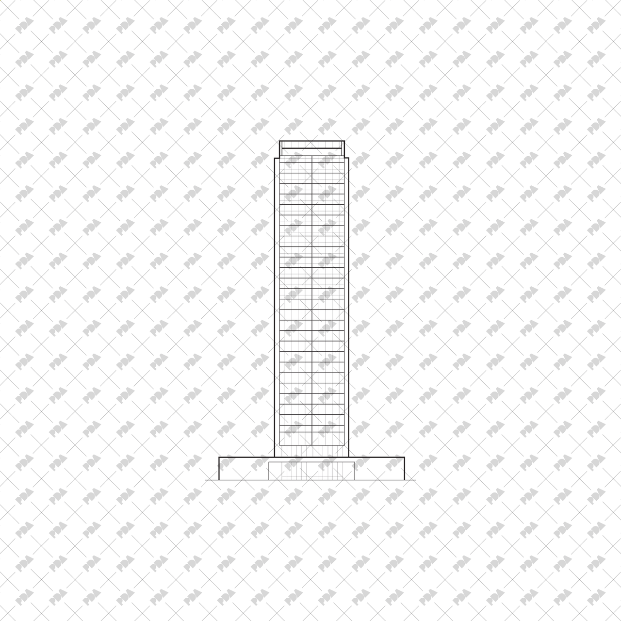 CAD & Vector Skyscrapers: Front & Side View Illustrations