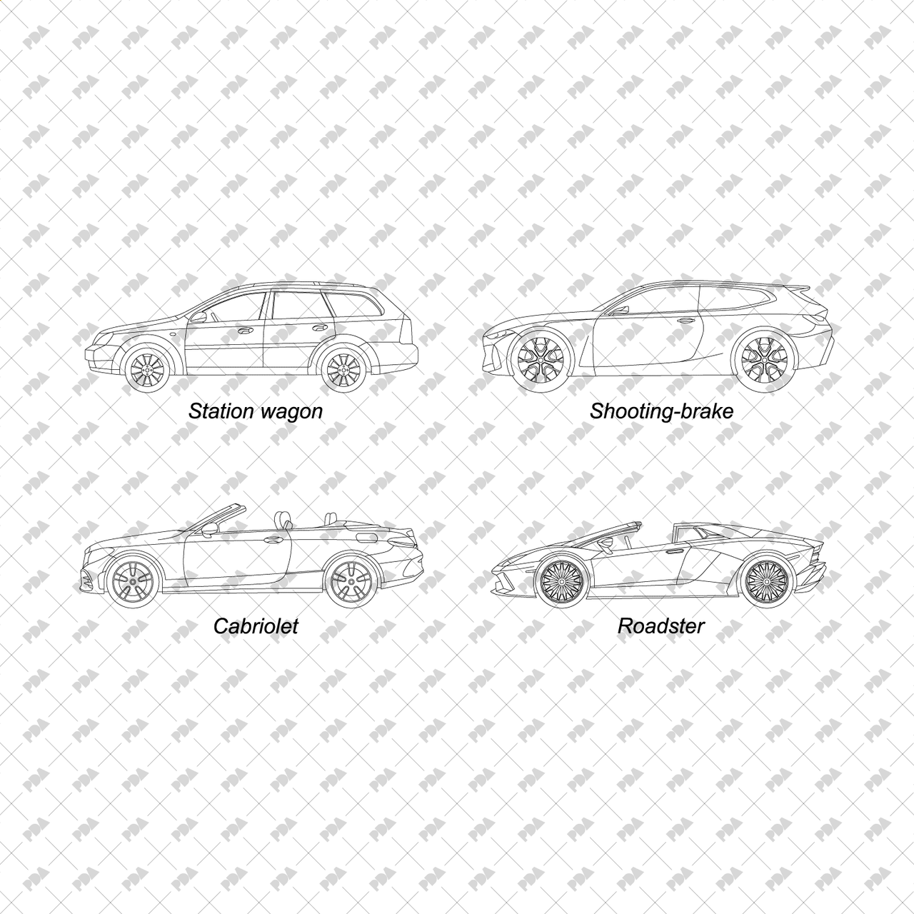 CAD, Vector Vehicles in Side View