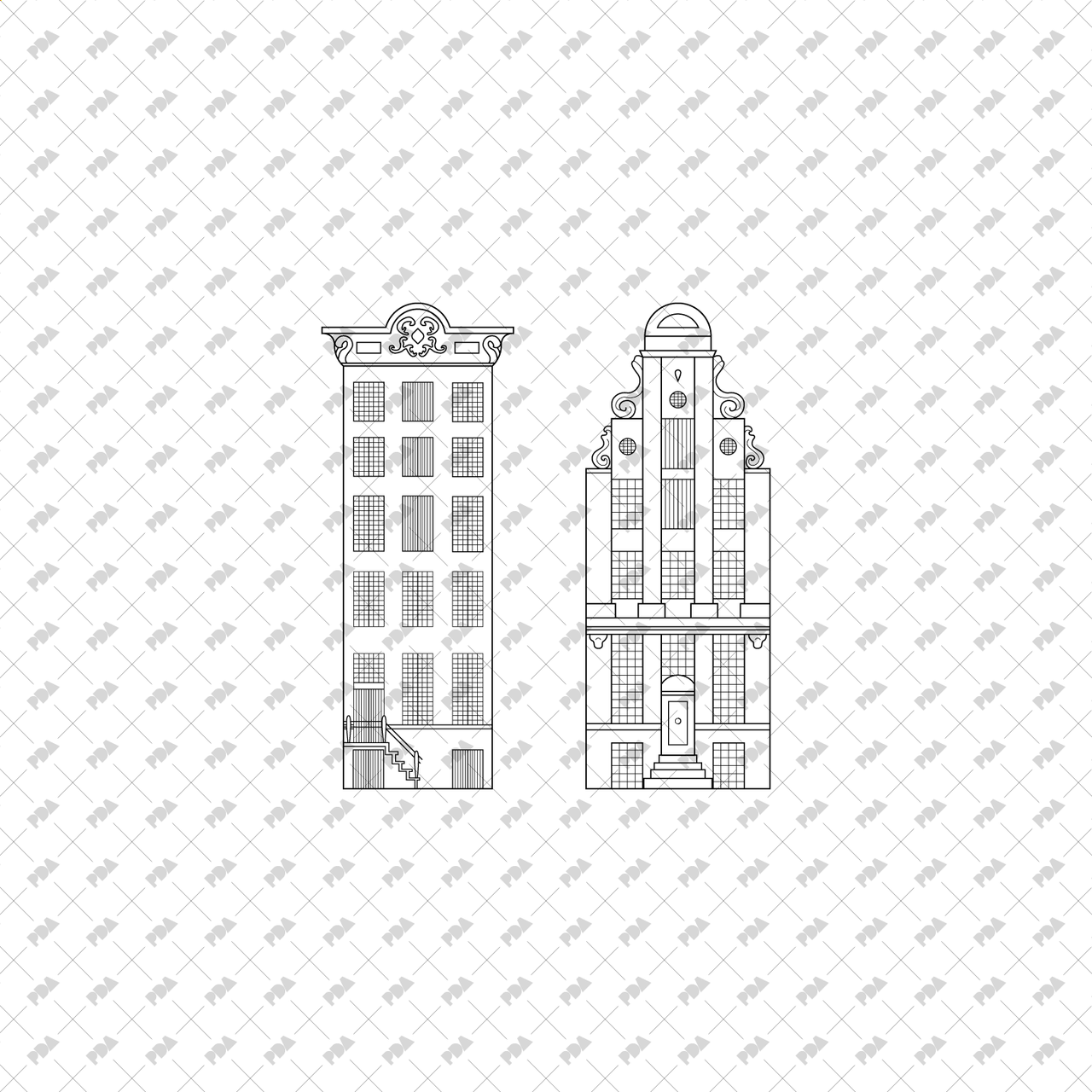 CAD, Vector, PNG Buildings' Facades