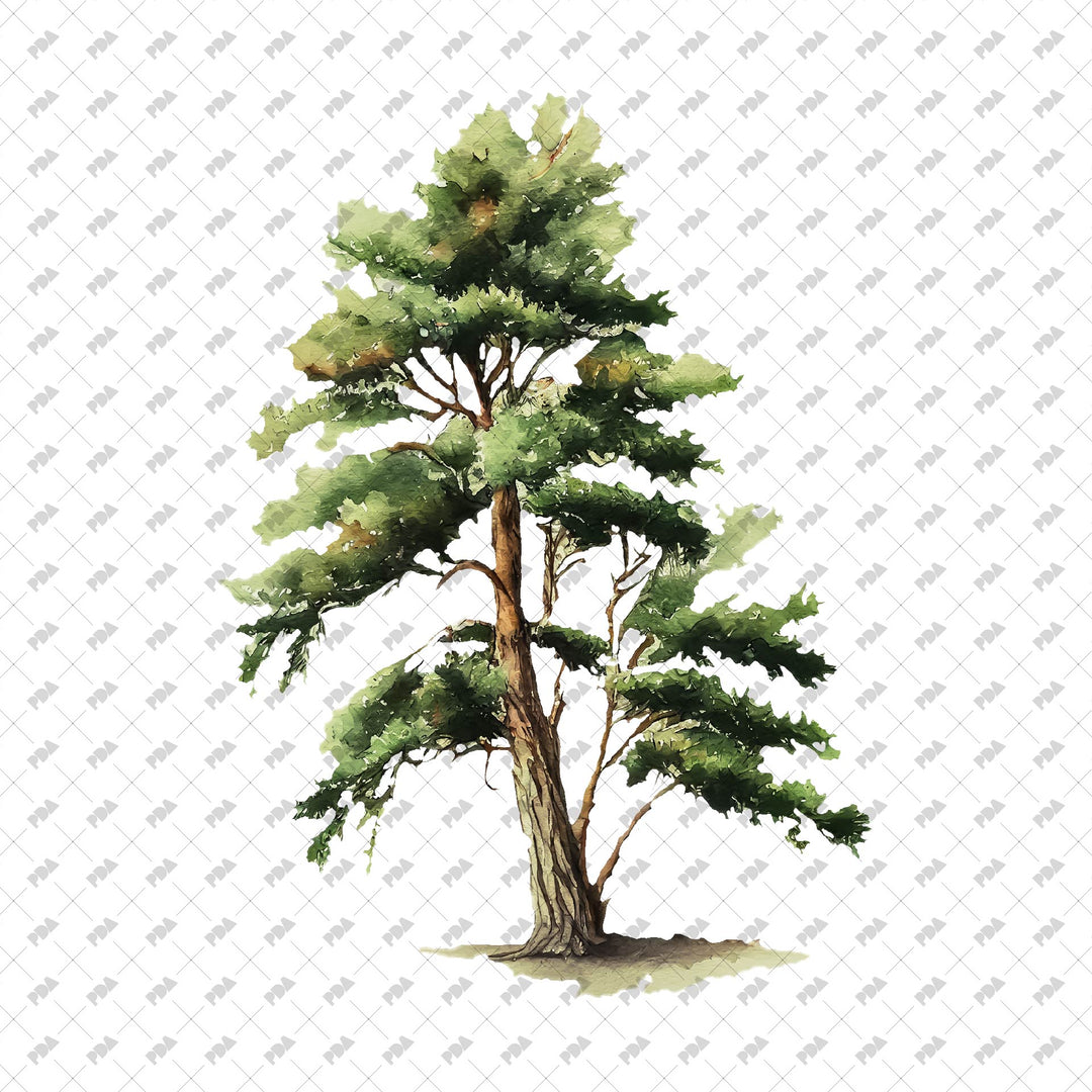 PNG Watercolor Trees and Plants Set (Front view)