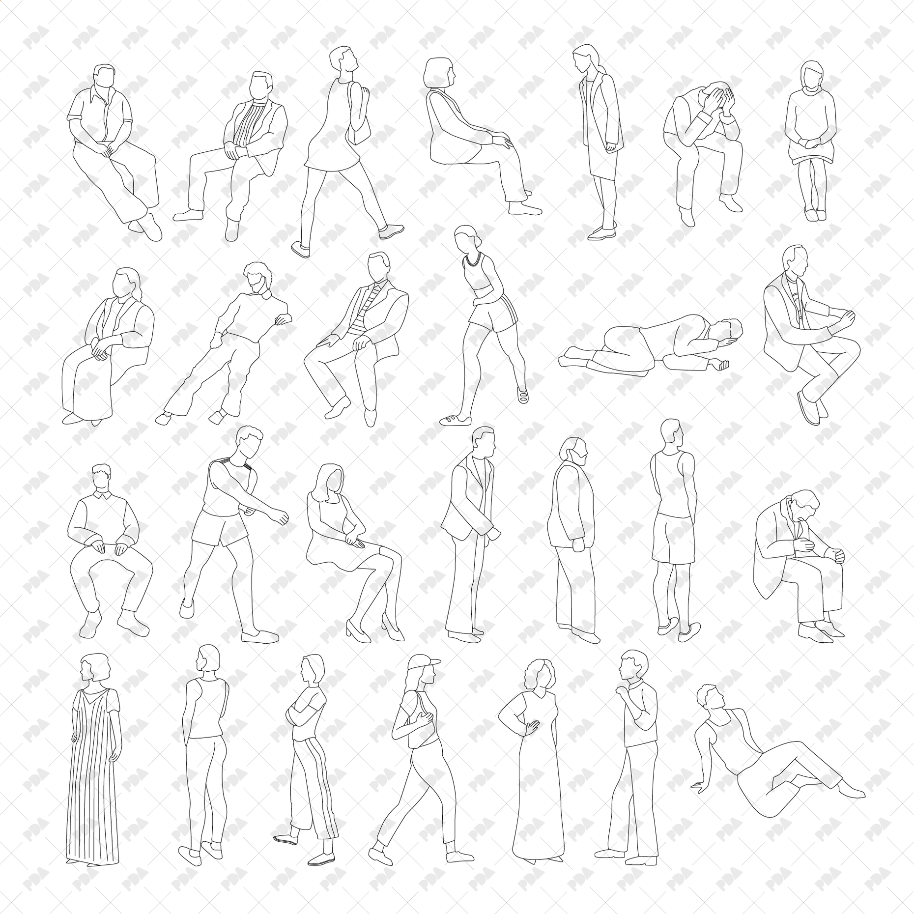Characters Inspired by David Hockney (27 PNGs)