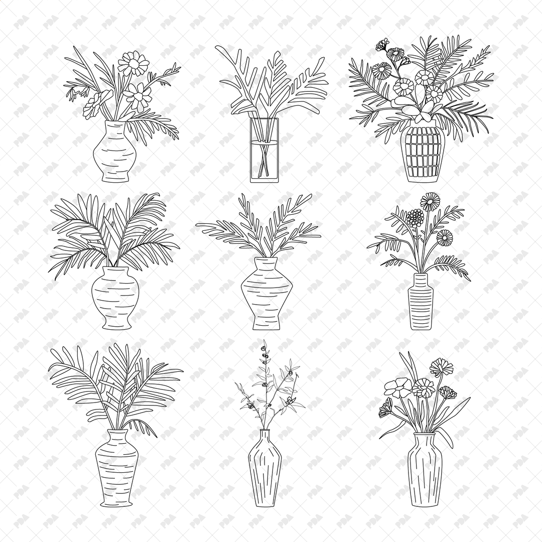 CAD, Vector Vases with Flowers
