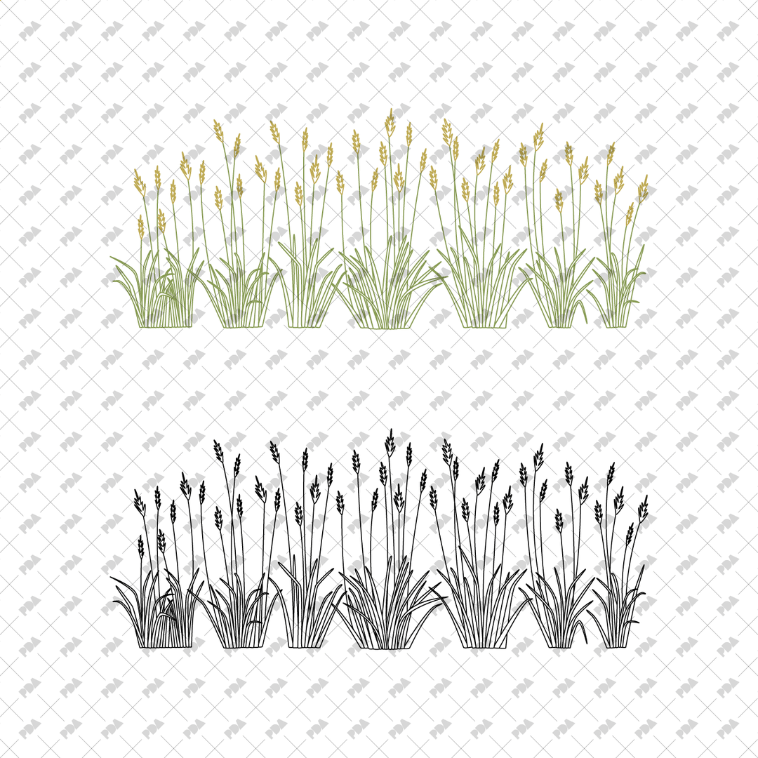 CAD, Vector Grass Beds in Color and B/W