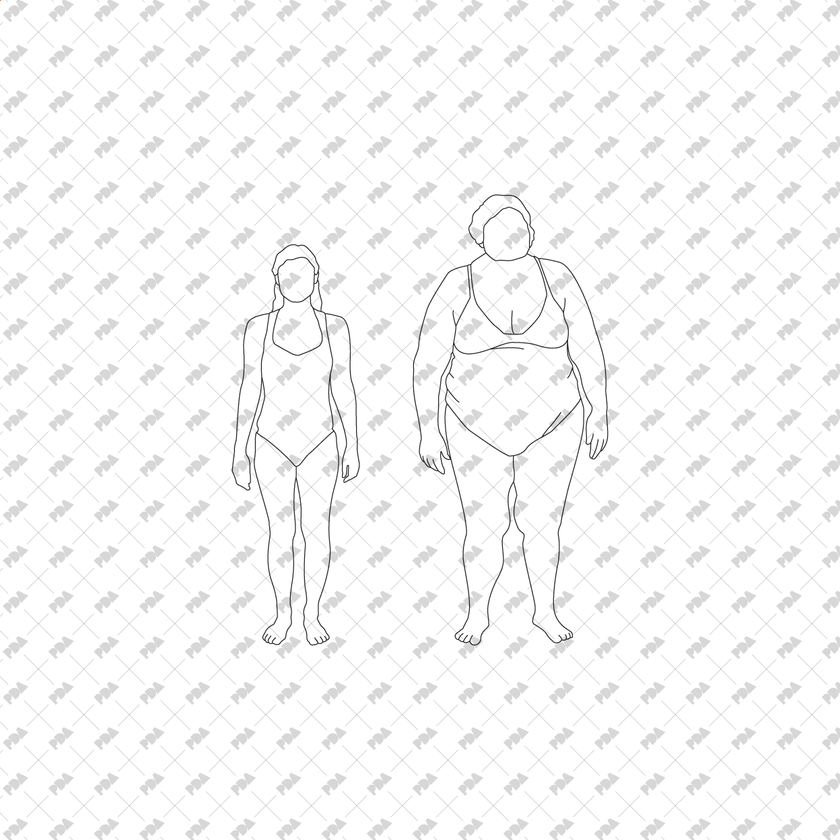 CAD, Vector Swimming and Bathing People Set
