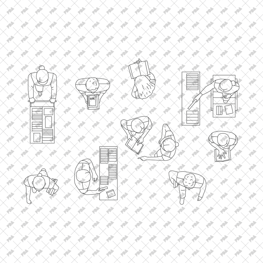 CAD, Vector People in Top View
