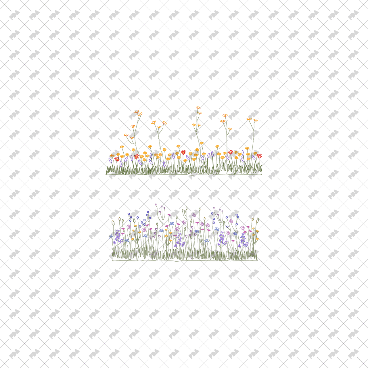CAD, Vector Flower Beds in Color and B/W