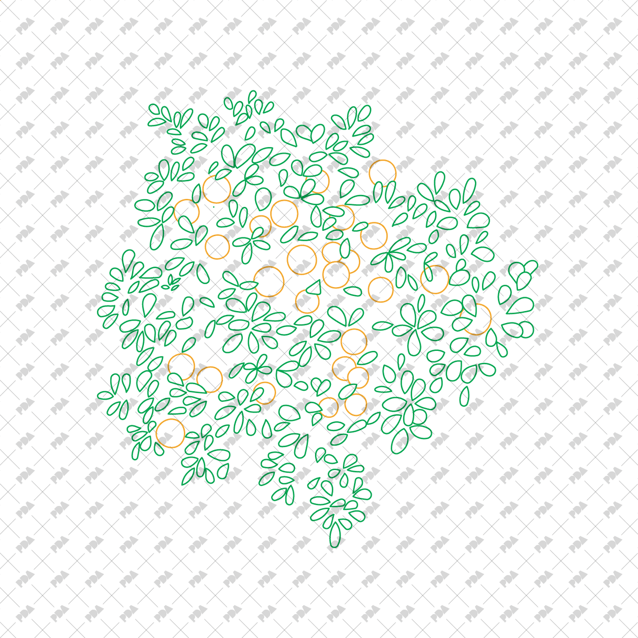 CAD, Vector, PNG Fruit Trees in Color and B/W (Top View)