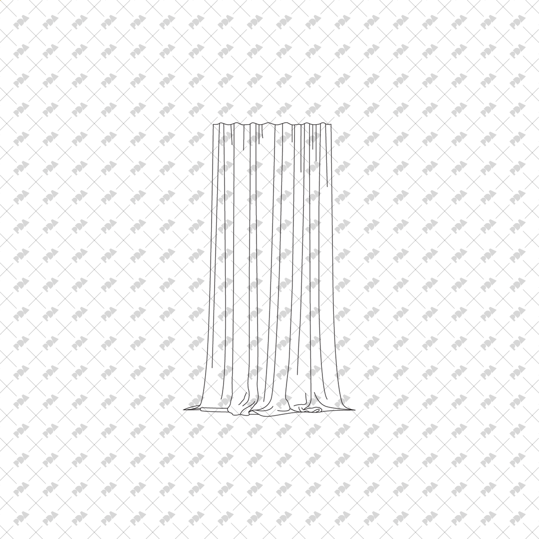 CAD & Vector Curtains: Front-View Line-Art Illustrations