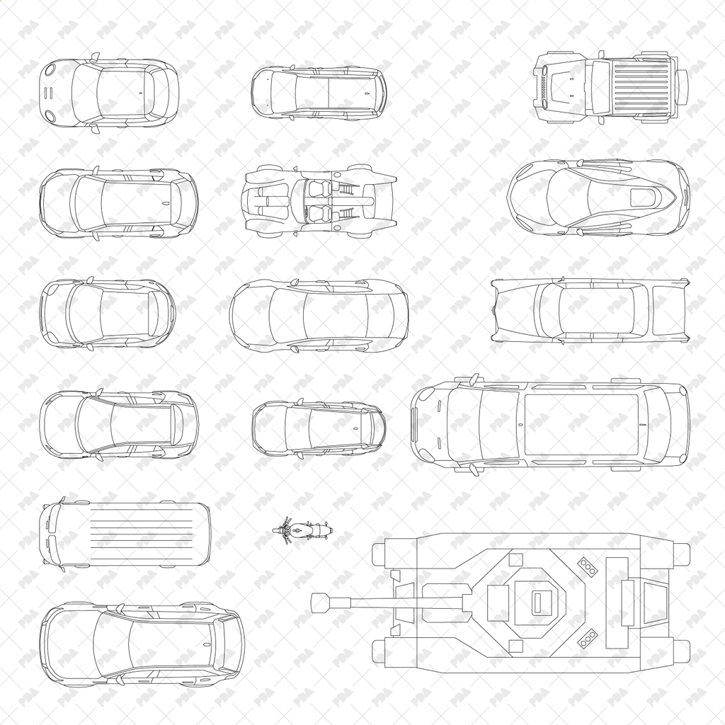 CAD, Vector Vehicles in Top View