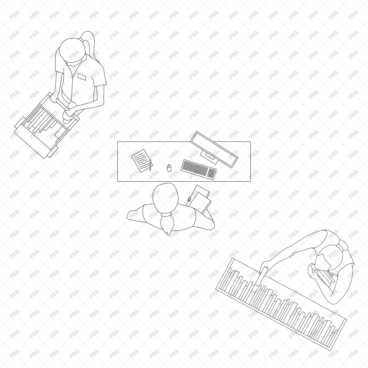CAD, Vector, PNG Library Characters in Top View