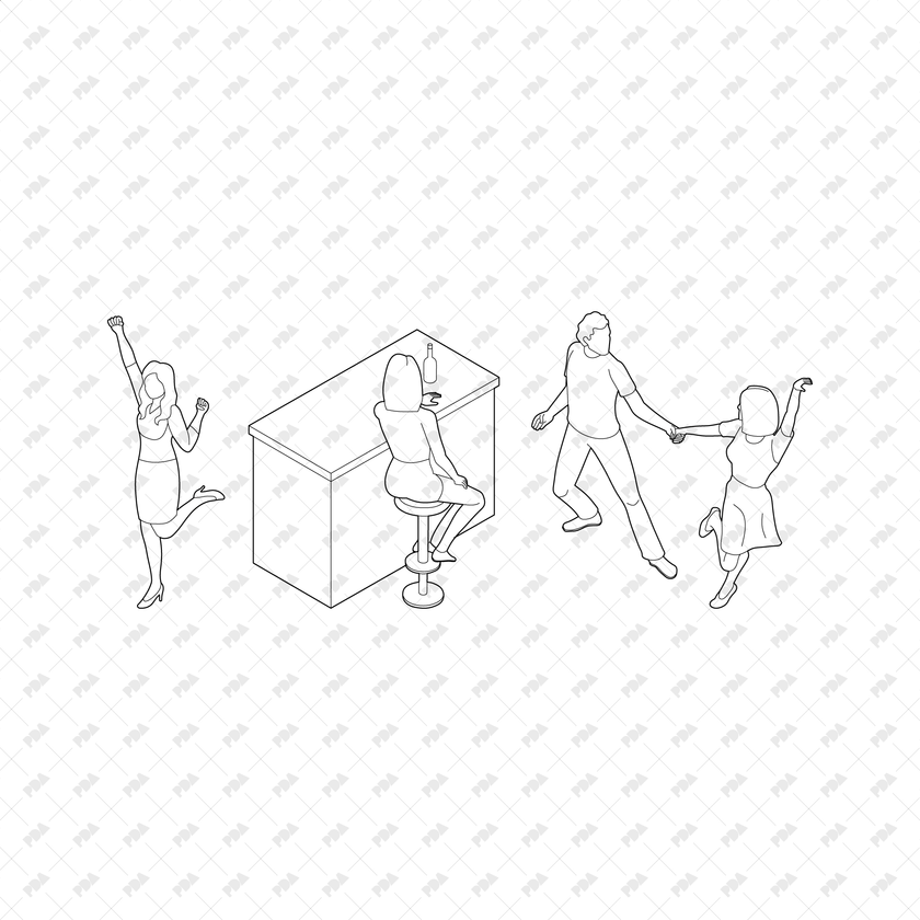 CAD, Vector, PNG Isometric View Nightclub and Party Characters